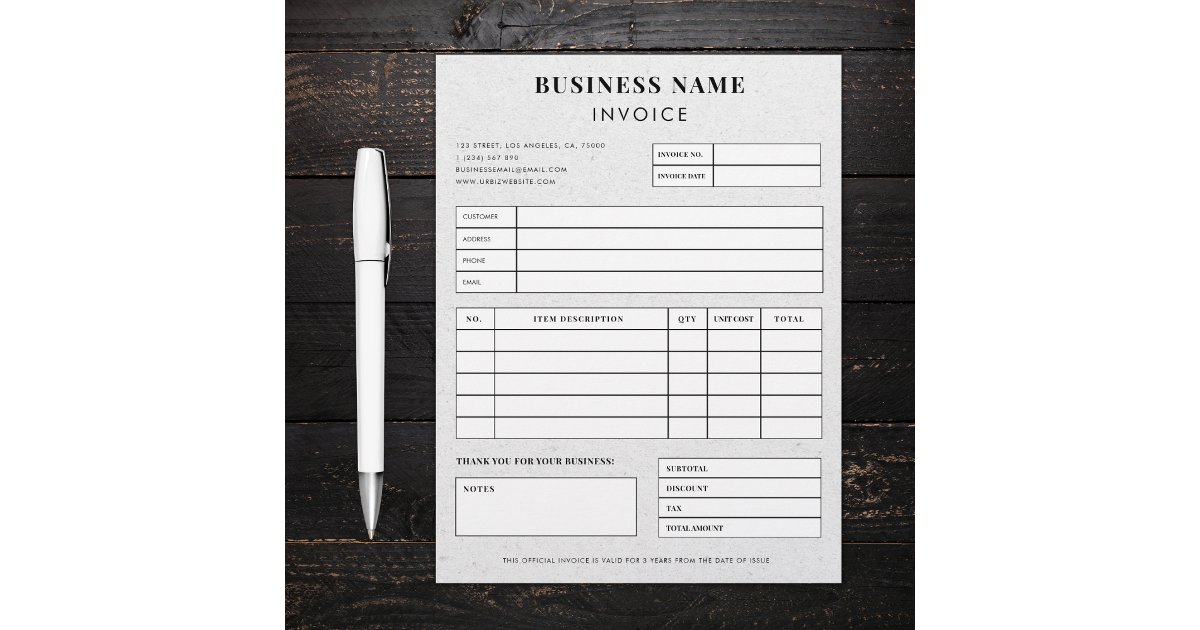 Grey Kraft Earthy Custom Business Invoice Receipt Letterhead | Zazzle