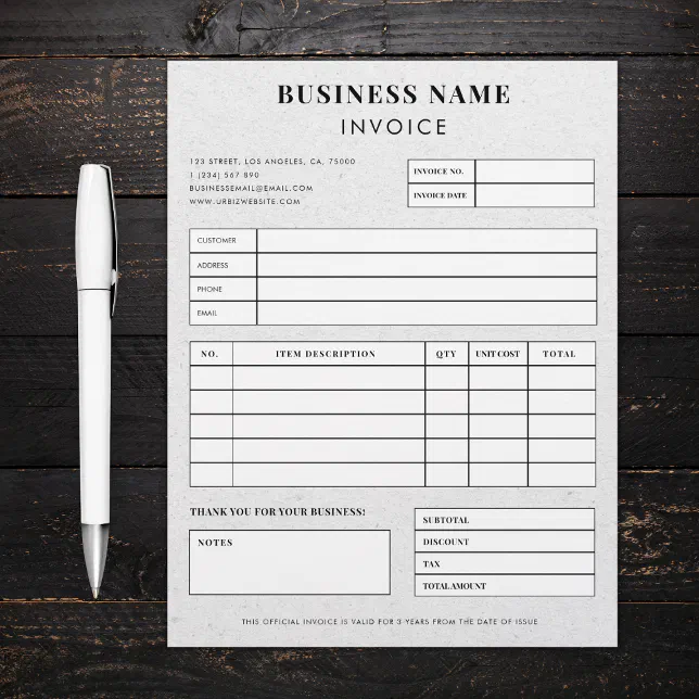 Grey Kraft Earthy Custom Business Invoice Receipt Letterhead | Zazzle