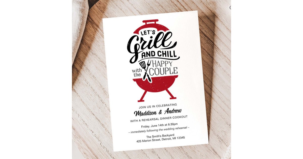 Grill and Chill Rehearsal Dinner Invitation | Zazzle