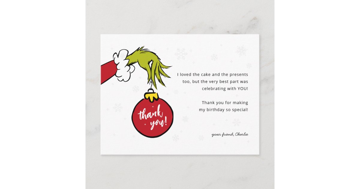 Grinch Mean One Birthday Thank You Postcard | Zazzle