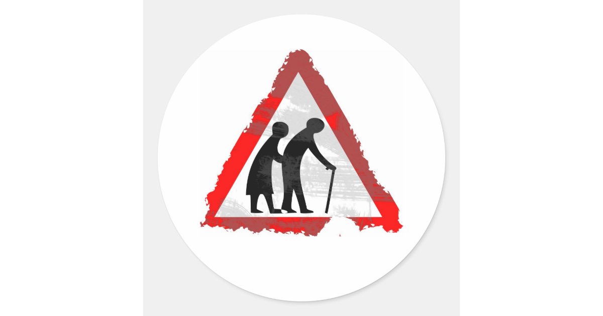 Grunge Elderly People Sign Classic Round Sticker | Zazzle