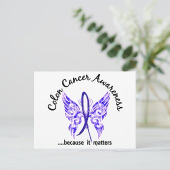 Grunge Tattoo Butterfly 6.1 Colon Cancer Postcard | Zazzle