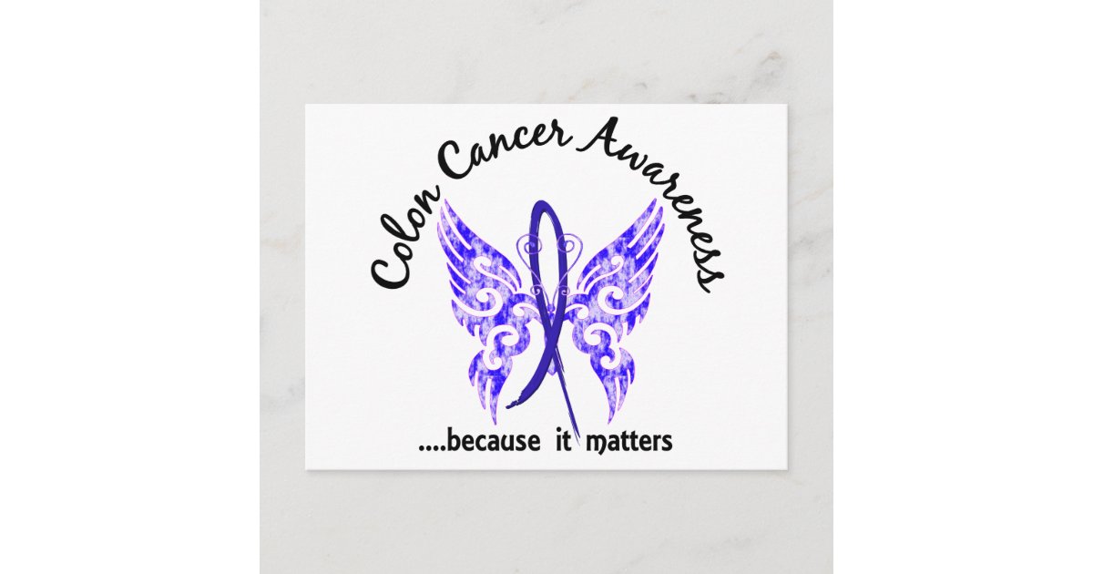 Grunge Tattoo Butterfly 6.1 Colon Cancer Postcard | Zazzle