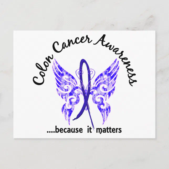 Grunge Tattoo Butterfly 6.1 Colon Cancer Postcard | Zazzle