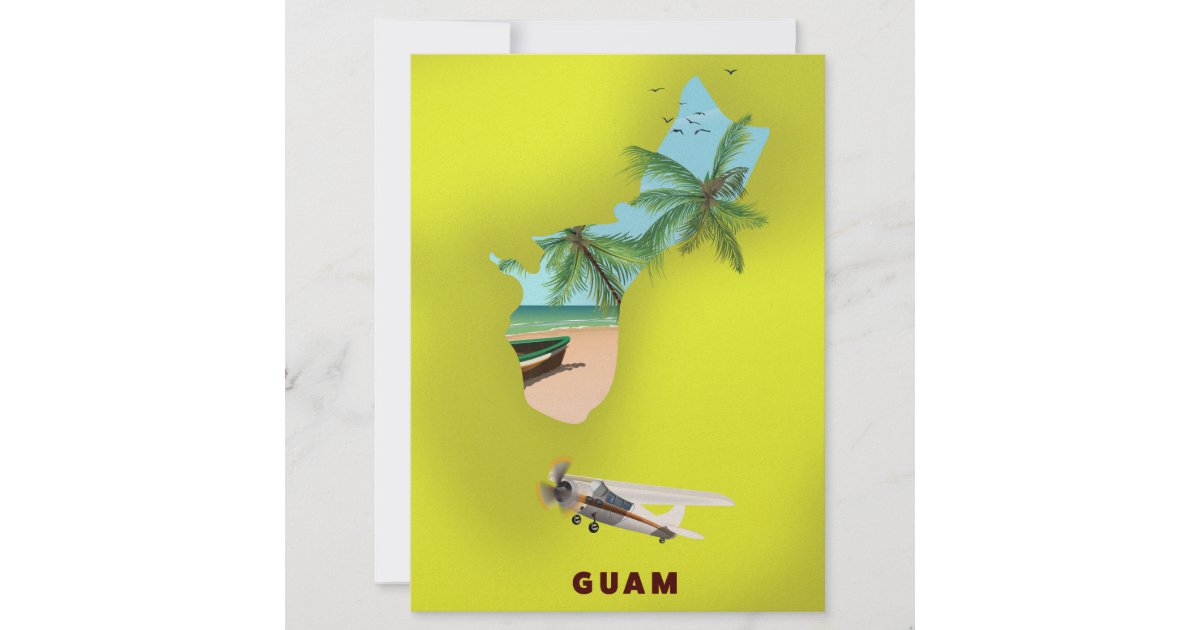 Guam illustrated map travel poster invitation | Zazzle