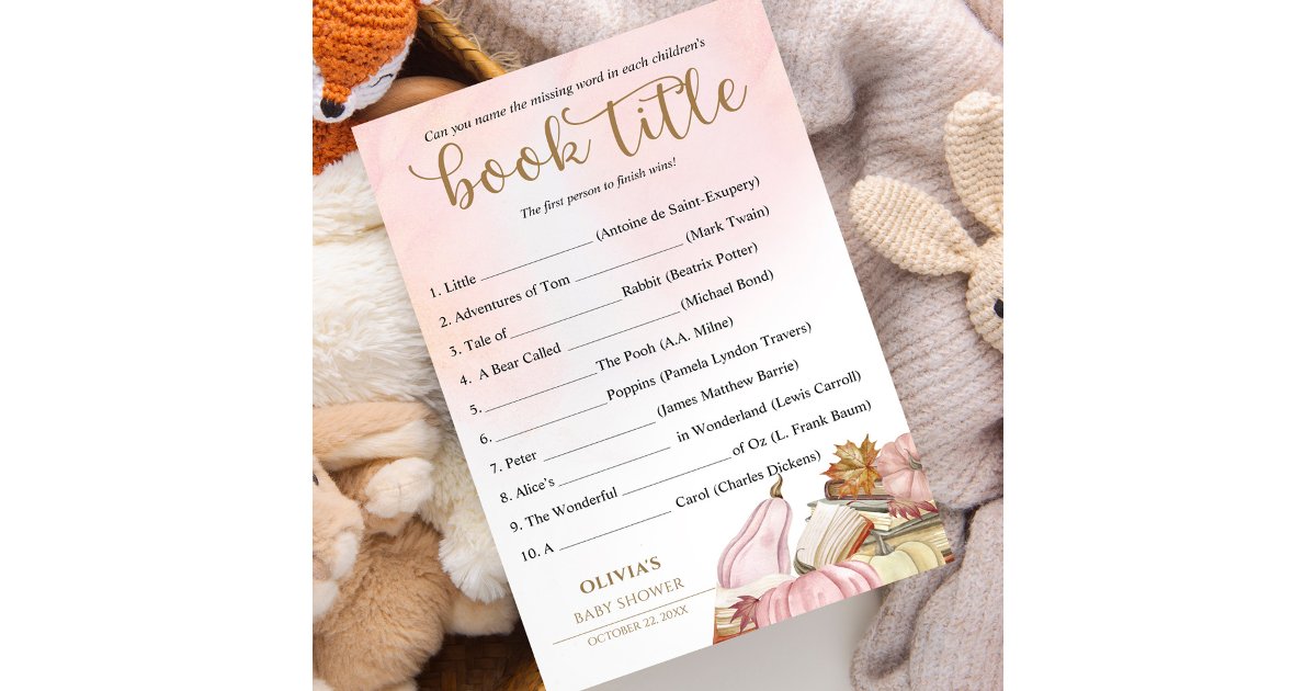 Guess the Book Title Storybook Baby Shower Game | Zazzle