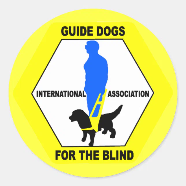 GUIDE DOGS BLIND PEOPLE CLASSIC ROUND STICKER | Zazzle
