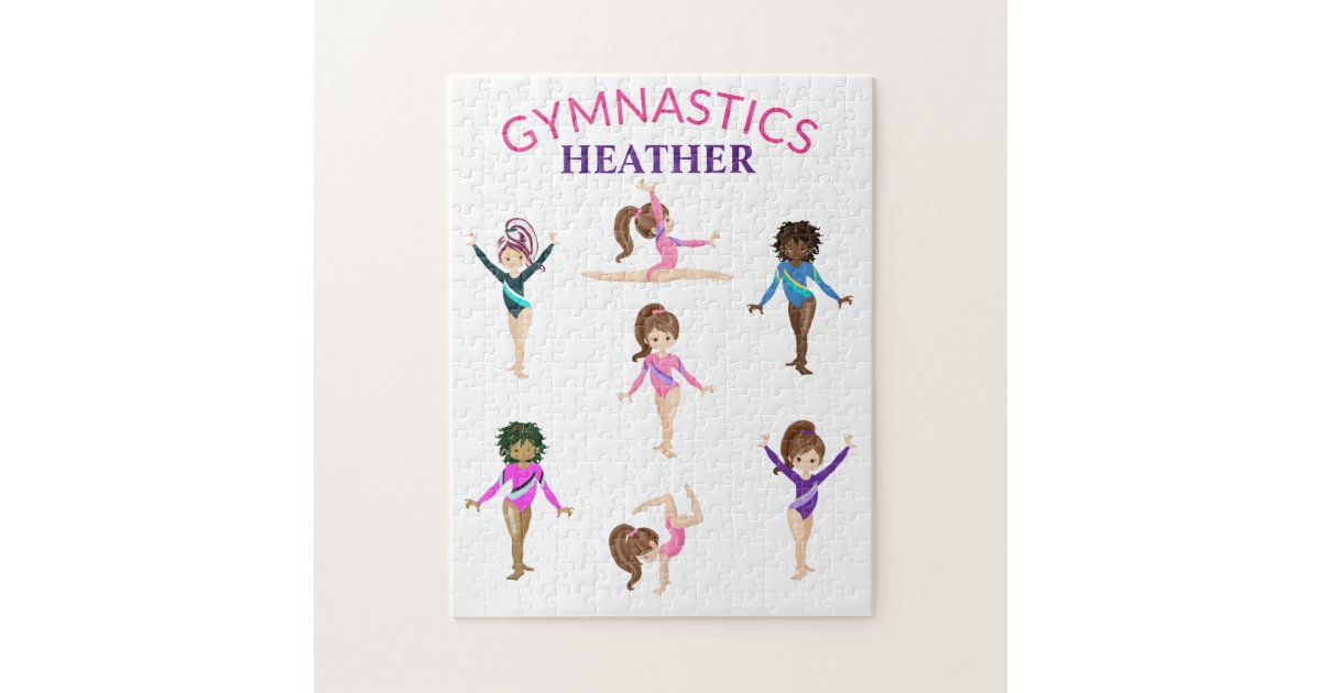 Gymnastics personalized gymnast girl's jigsaw puzz puzzle | Zazzle