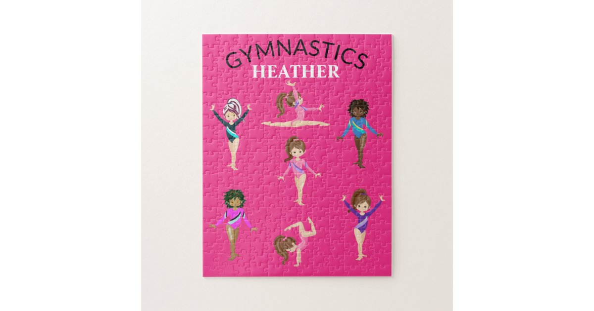 Gymnastics personalized gymnast girl's jigsaw puzzle | Zazzle