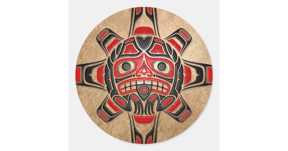 Haida Sun Mask Classic Round Sticker | Zazzle