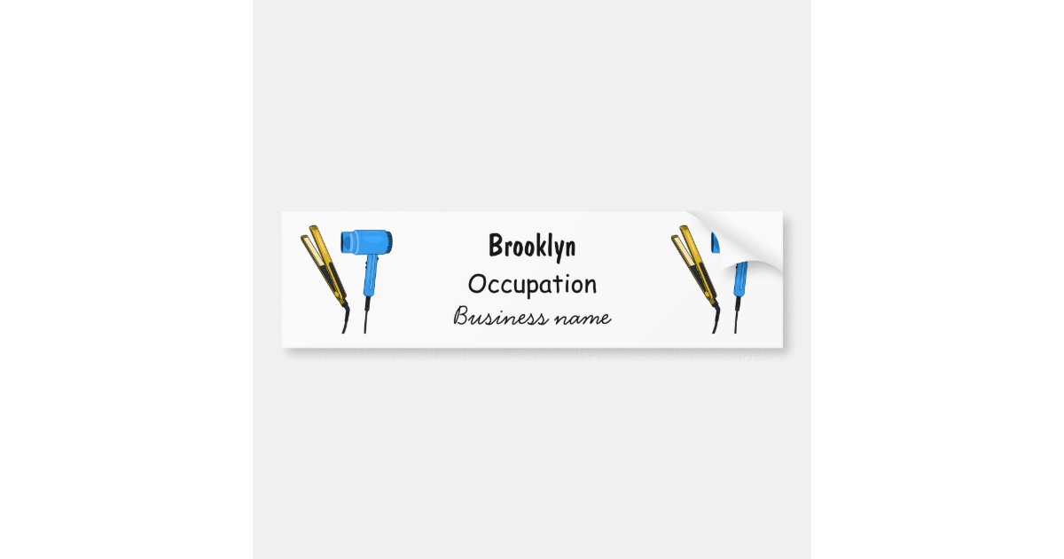 Hair dryer & hair straightener illustration bumper sticker | Zazzle