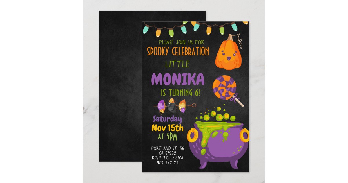 Halloween Cauldron Witch Birthday Invitation | Zazzle