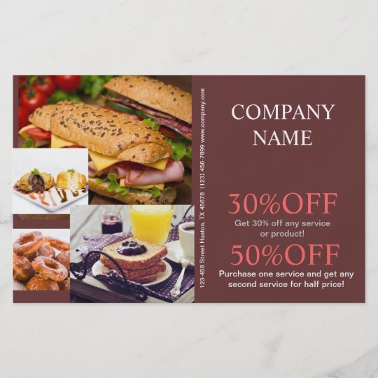 hamburger sandwich private chef catering flyer | Zazzle.ca