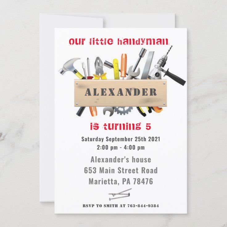 Handyman Tools and Gadgets Birthday Party Invitati Invitation | Zazzle