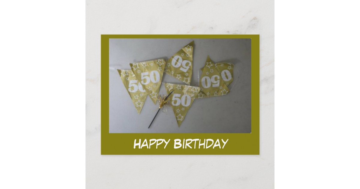 Happy 50th Birthday Cust. Text Postcard | Zazzle