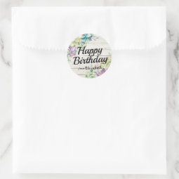 Happy Birthday Elegant Succulent Plant Rustic Wood Classic Round ...