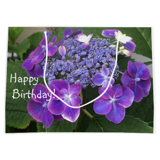 Happy Birthday Hydrangea Blossom Large Gift Bag | Zazzle.ca