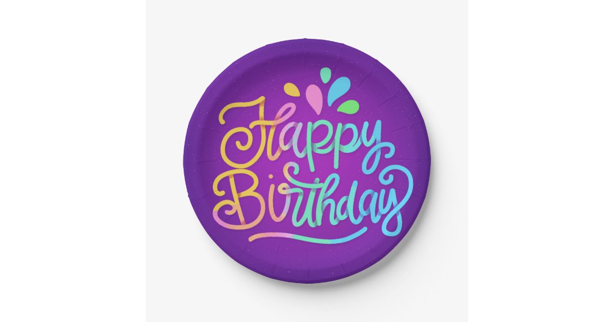 Happy Birthday Lettering Paper Plate | Zazzle
