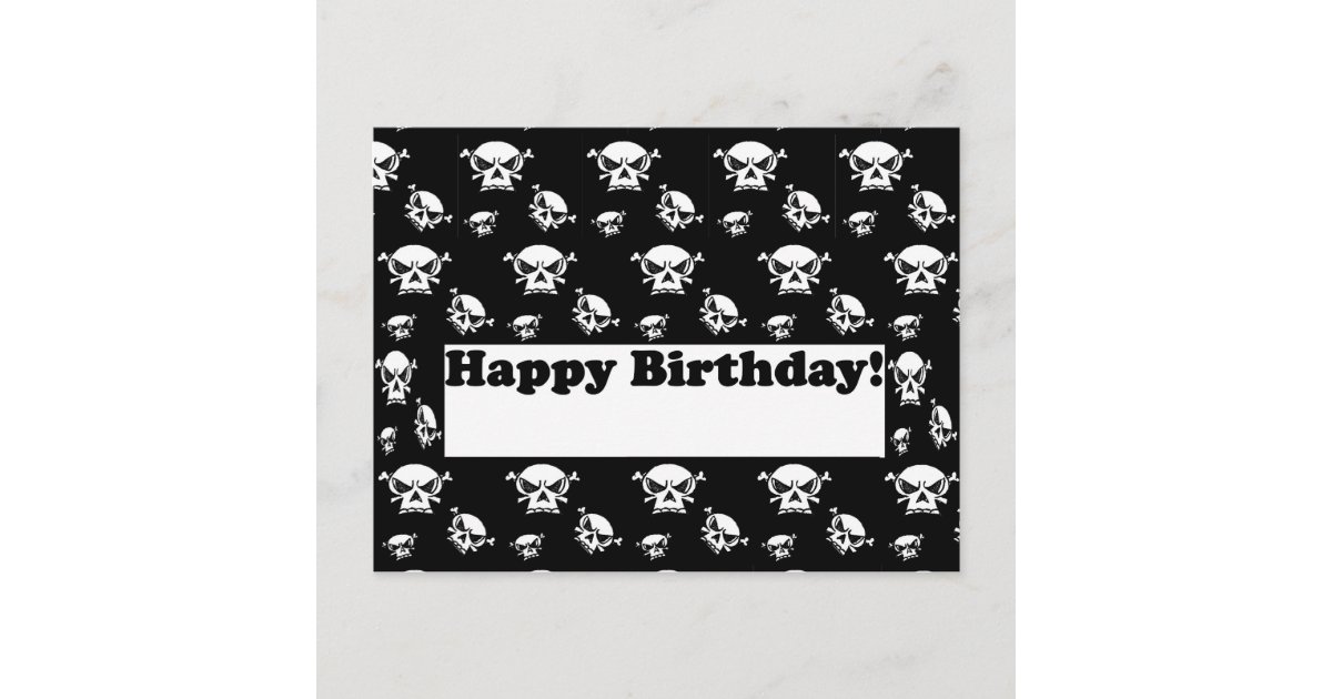 Happy Birthday Skulls Template Postcard | Zazzle