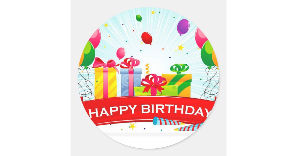 happy birthday Sticke Classic Round Sticker | Zazzle