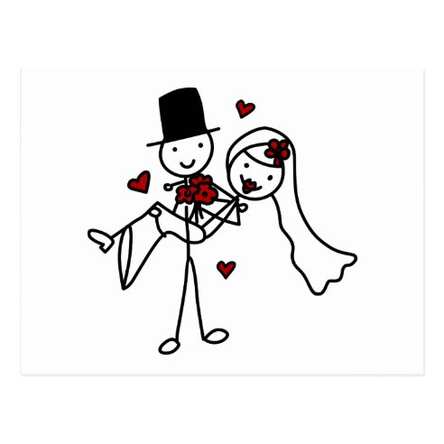 Stick Figure Bride And Groom Postcards | Zazzle CA