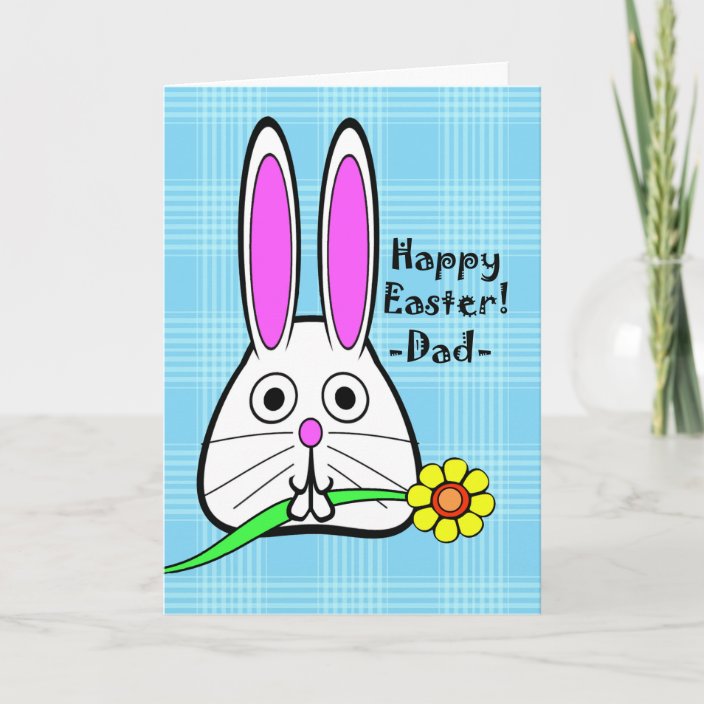 Happy Easter for Dad, Cute Rabbit with Flower Holiday Card | Zazzle.ca