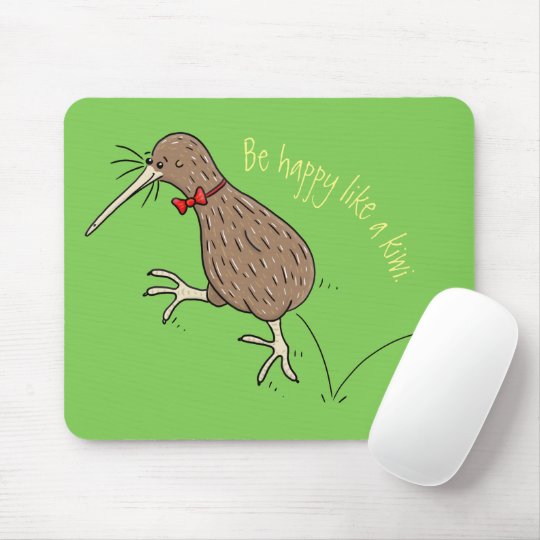Happy jumping kiwi with bow tie cartoon design mouse pad | Zazzle.ca