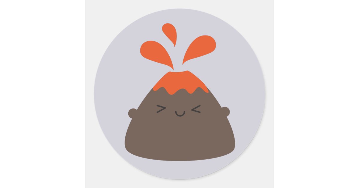 Happy Kawaii Volcano Classic Round Sticker | Zazzle.ca