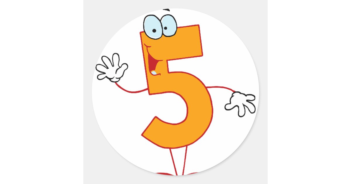 Happy Number 5 Classic Round Sticker | Zazzle