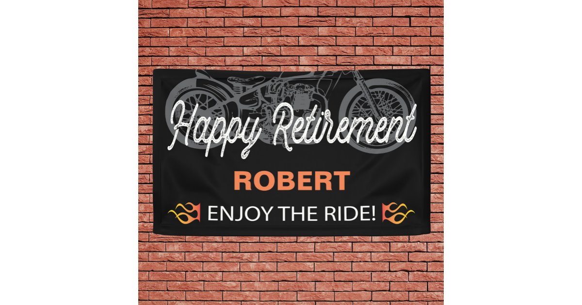 Happy Retirement Motorcycle image for biker Banner | Zazzle