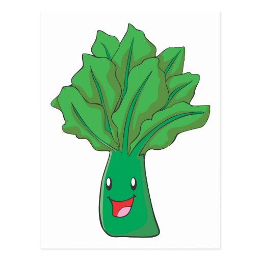 Happy Spinach Vegetable Cartoon Postcard | Zazzle