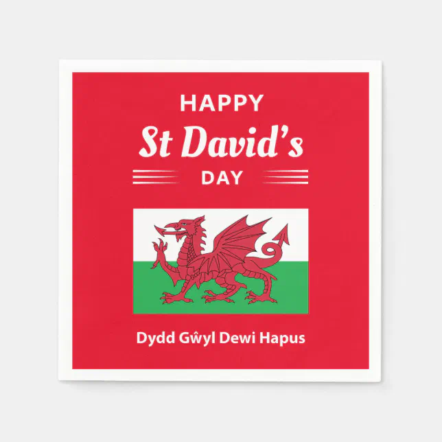 Happy St David's Day Dydd Gŵyl Dewi Hapus 2 Napkin | Zazzle