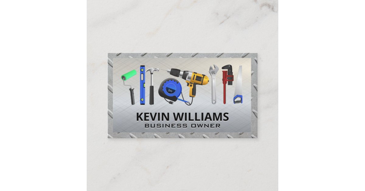 Hardware Tools | Metal Steel Business Card | Zazzle