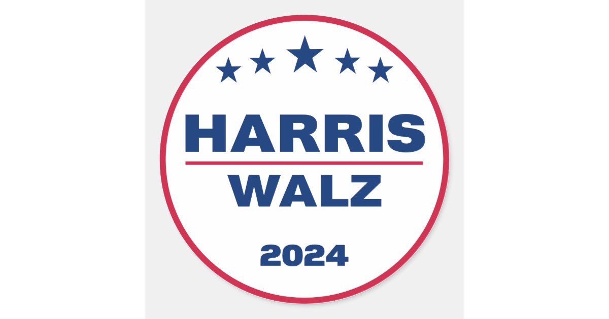 Harris Wlaz 2024 Kamala Harris Tim Walz Election Classic Round Sticker ...