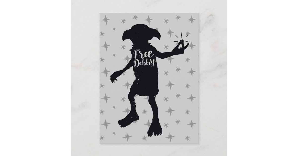 Harry Potter | "Free Dobby" Silhouette Typography Postcard | Zazzle