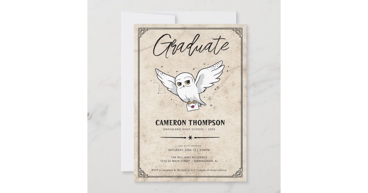 Harry Potter | Hedwig Graduation Party Invitation | Zazzle