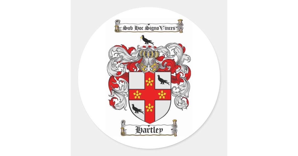 HARTLEY FAMILY CREST - HARTLEY COAT OF ARMS CLASSIC ROUND STICKER | Zazzle