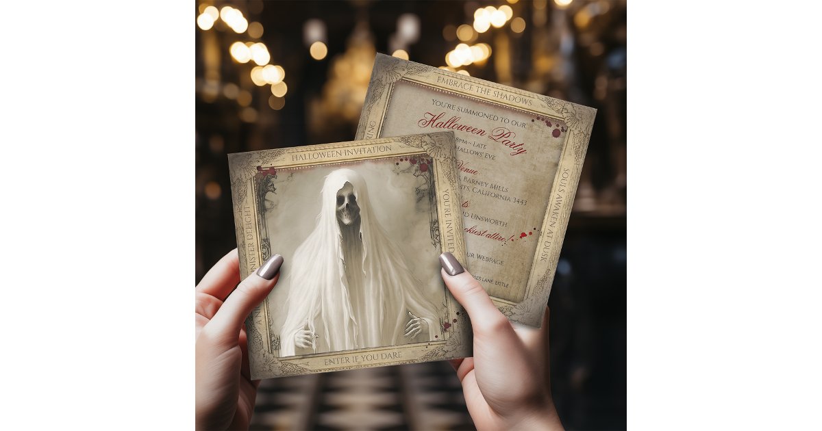 Haunted Creepy Ghost QR Code Adult Halloween Invitation | Zazzle