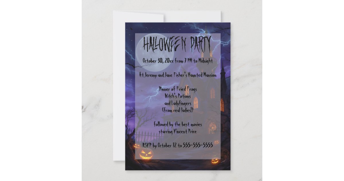 Haunted House on a Stormy Night Halloween Party Invitation | Zazzle