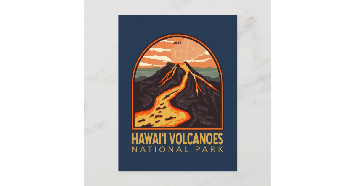 Hawaii Volcanoes National Park Vintage Emblem Postcard | Zazzle