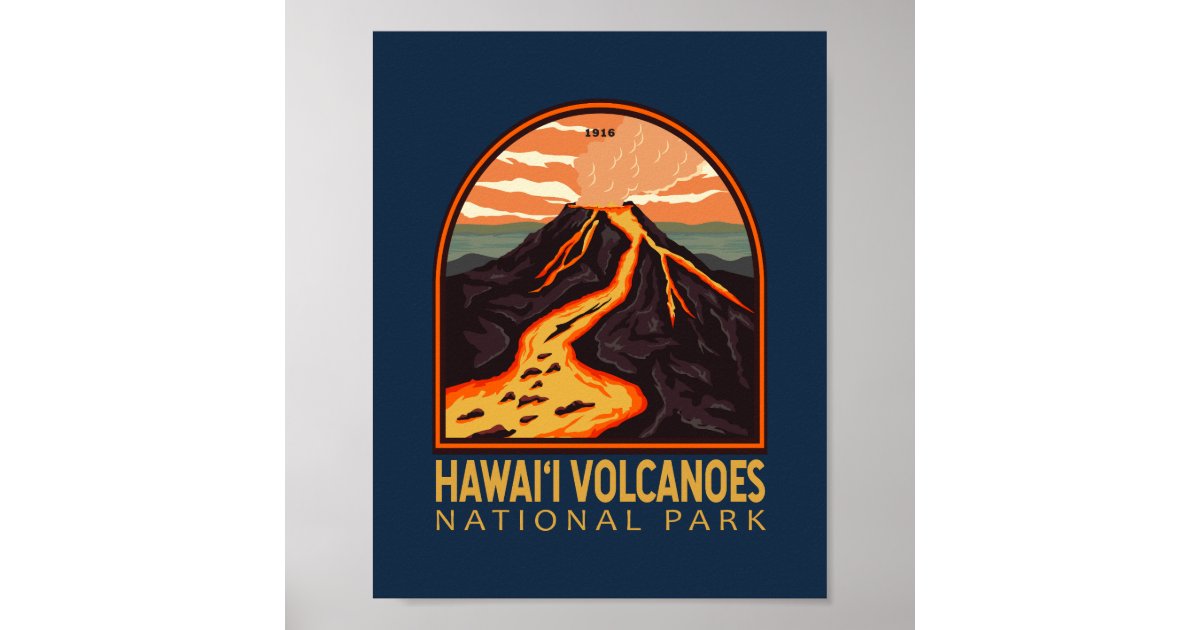 Hawaii Volcanoes National Park Vintage Emblem Poster | Zazzle