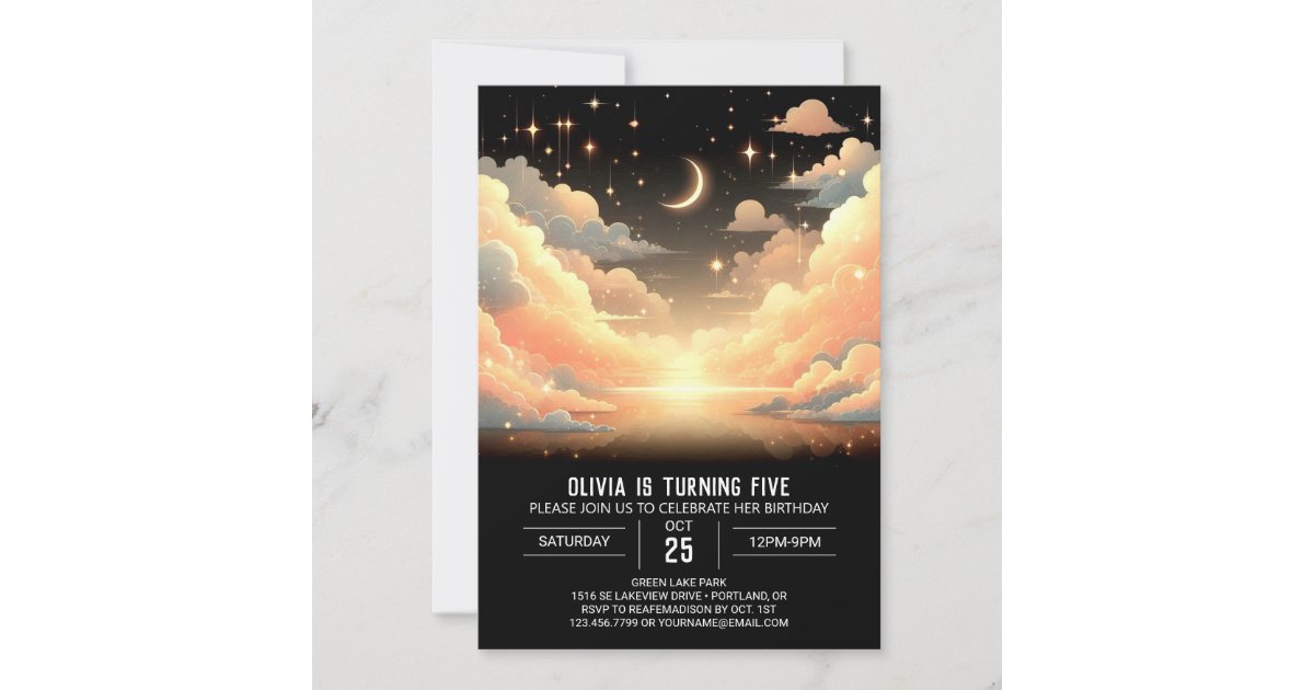 Heavenly Magical Celestial Digital Birthday Invitation | Zazzle