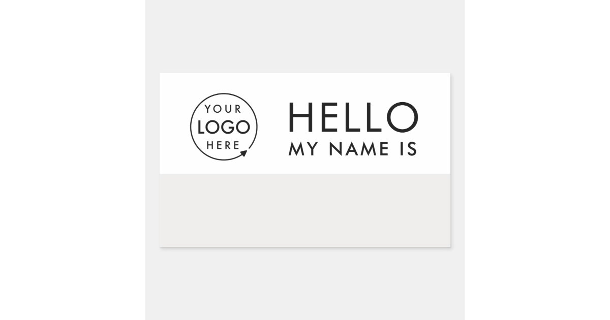 Hello My Name Is | Custom Logo Modern Minimalist Sticker | Zazzle