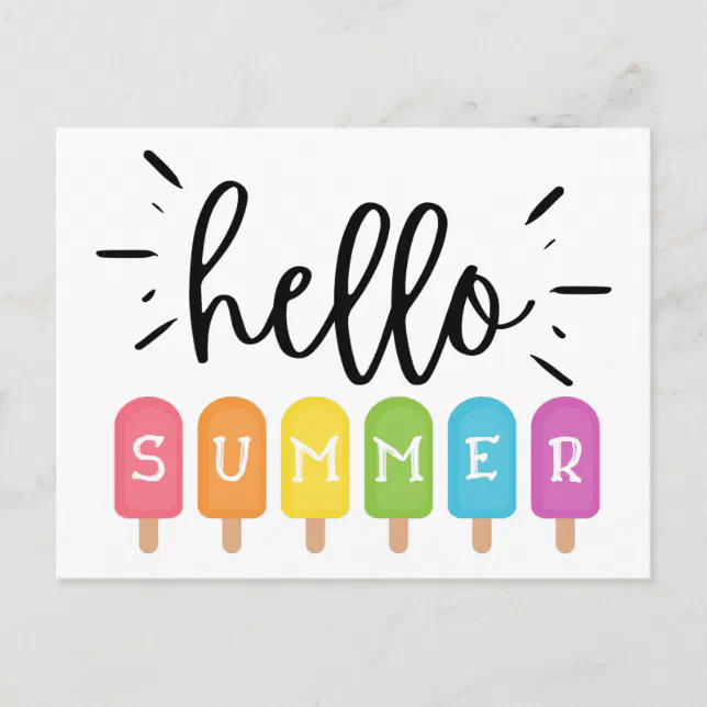 Hello Summer-Ice Cream-Popsicle Postcard | Zazzle