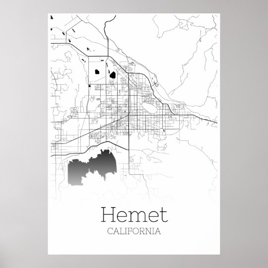 Hemet Map - California - City Map Poster | Zazzle.ca