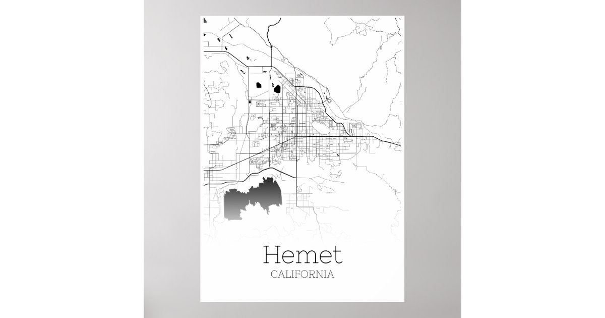 Hemet Map - California - City Map Poster | Zazzle