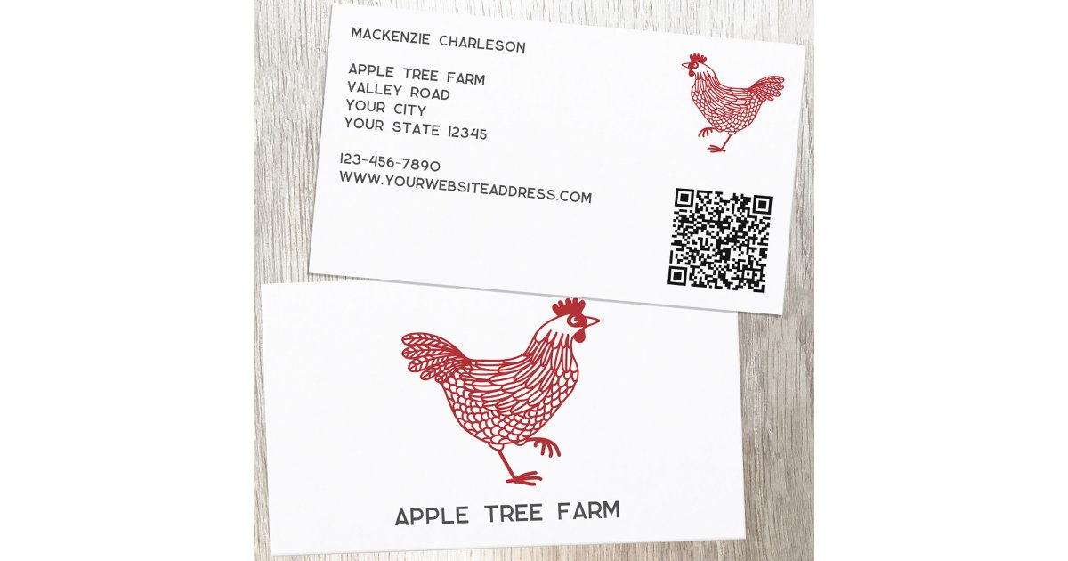 Hen Chicken Poultry Egg Farm QR Code Business Card | Zazzle