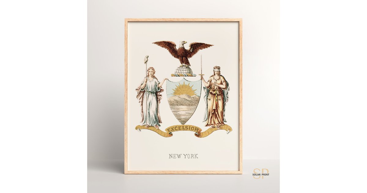 Henry Mitchell's New York State Coat of Arms Rare Poster | Zazzle