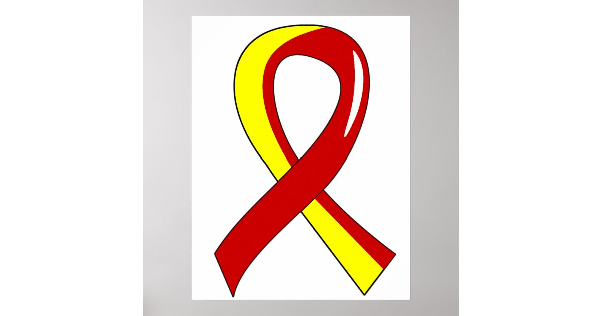 Hepatitis C Red Yellow Ribbon 3 Poster | Zazzle
