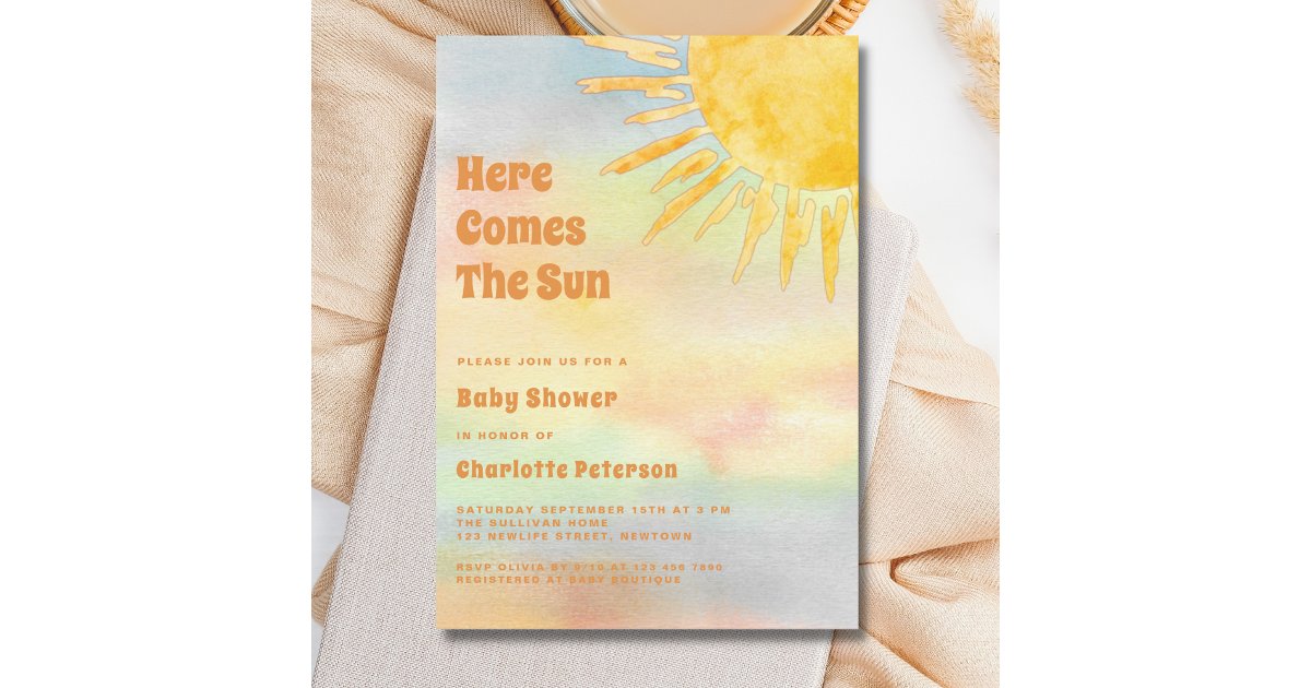 Here Comes The Sun Gender-Neutral Baby Shower Invitation | Zazzle